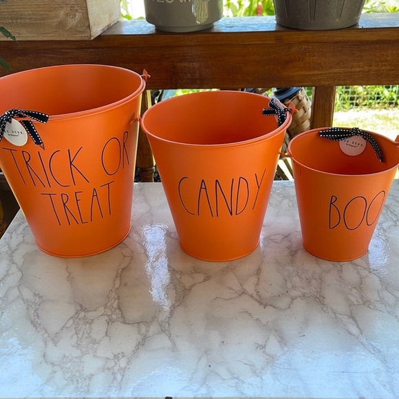 Rae Dunn | Storage & Organization | Rae Dunn Halloween Tins Buckets ...